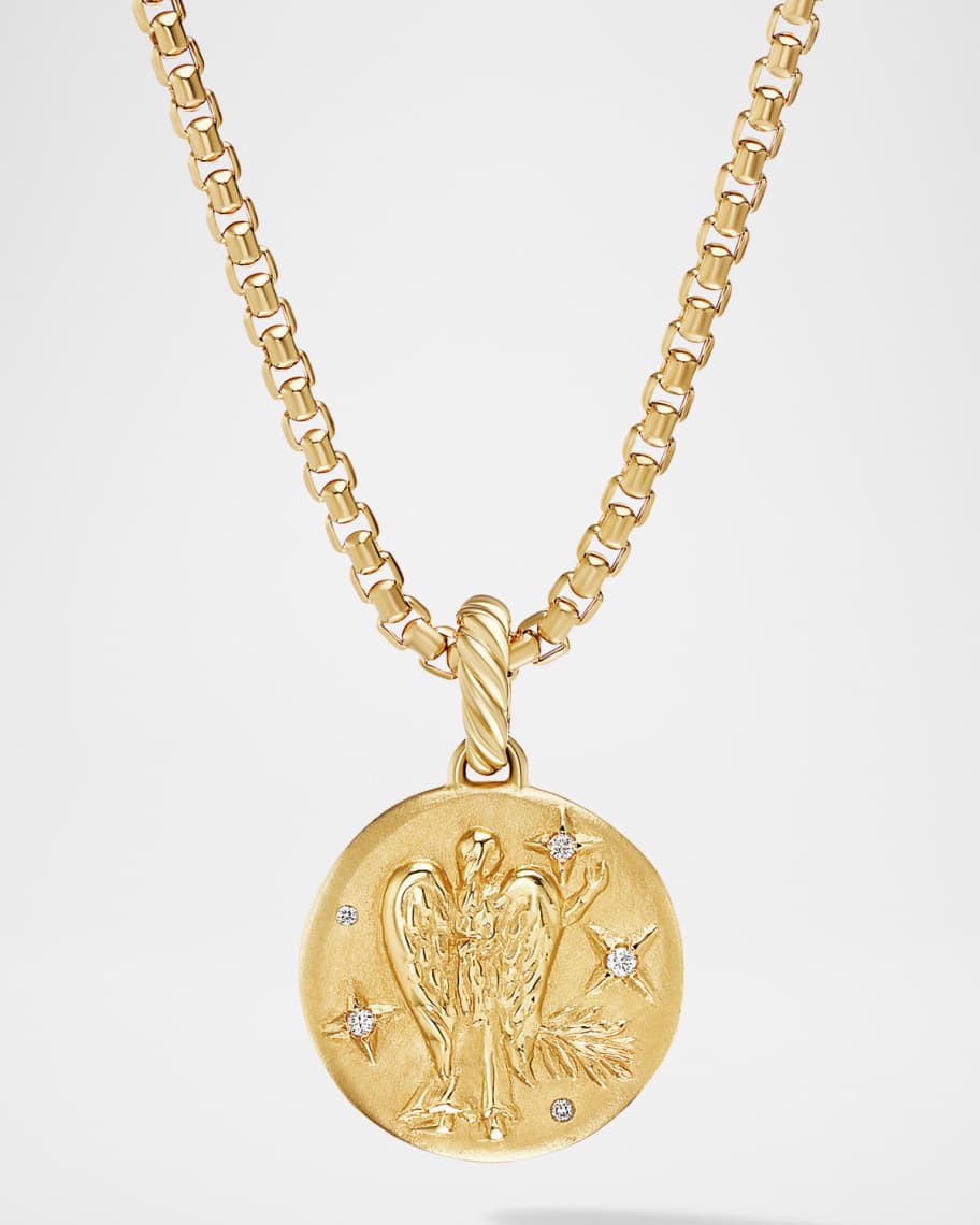 David Yurman Virgo Amulet with Diamonds in 18K Gold, 28.7mm | Neiman Marcus