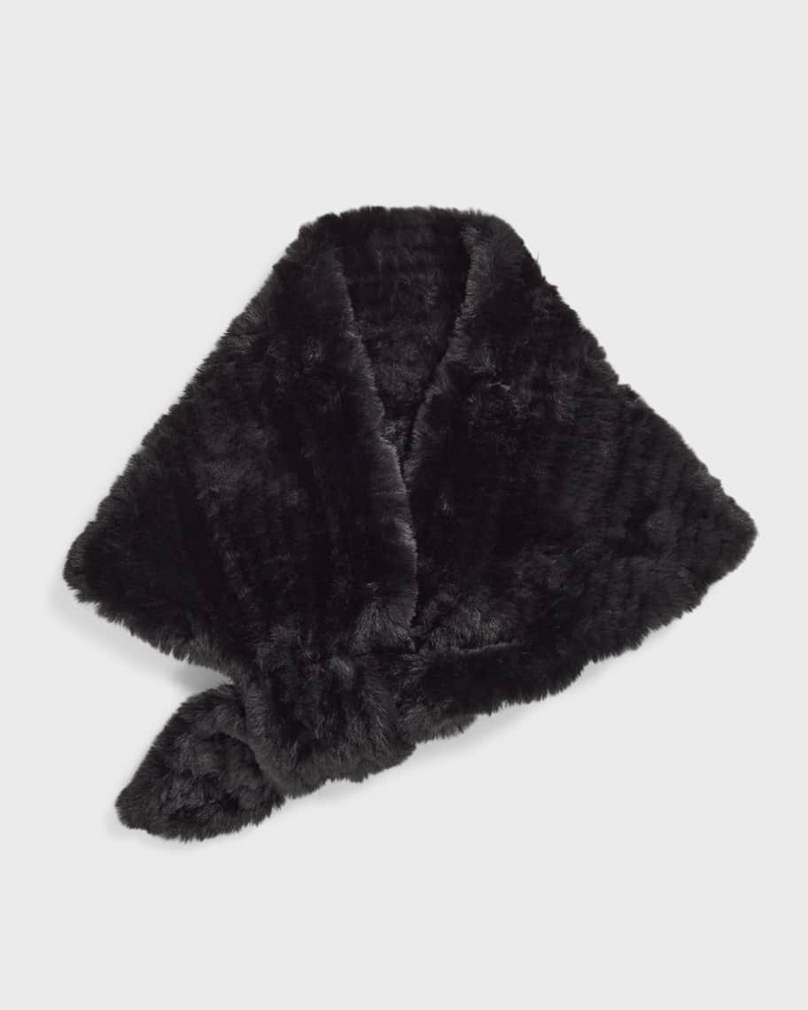 Surell Accessories Erin Textile Knit Faux Fur Shawl | Neiman Marcus