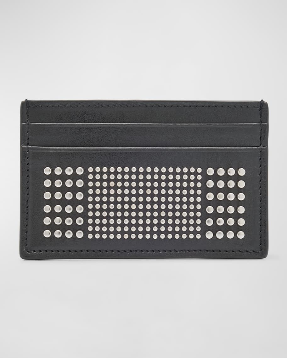 McQueen Men's Studded Leather Card Holder | Neiman Marcus