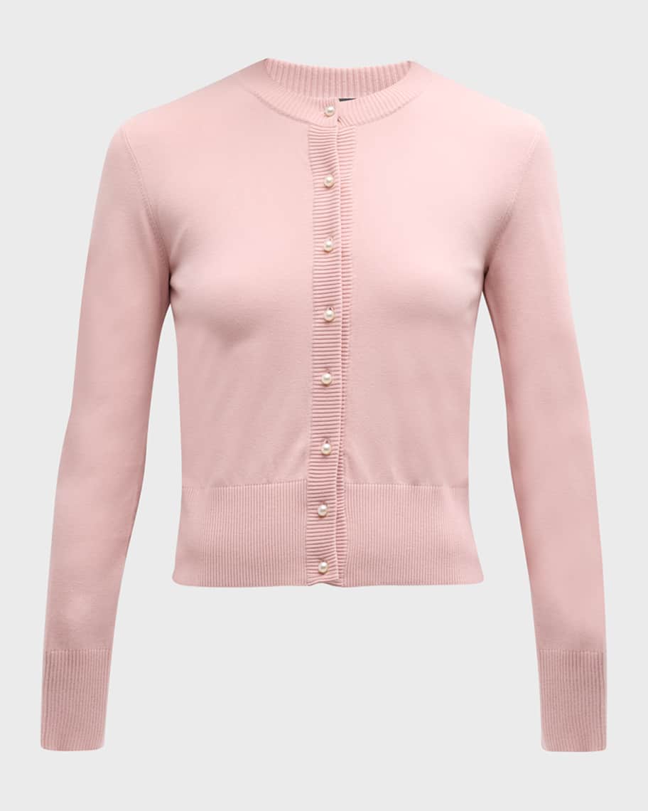 Dolce&Gabbana Twinset Knit Pearly-Button Crewneck Cardigan | Neiman Marcus