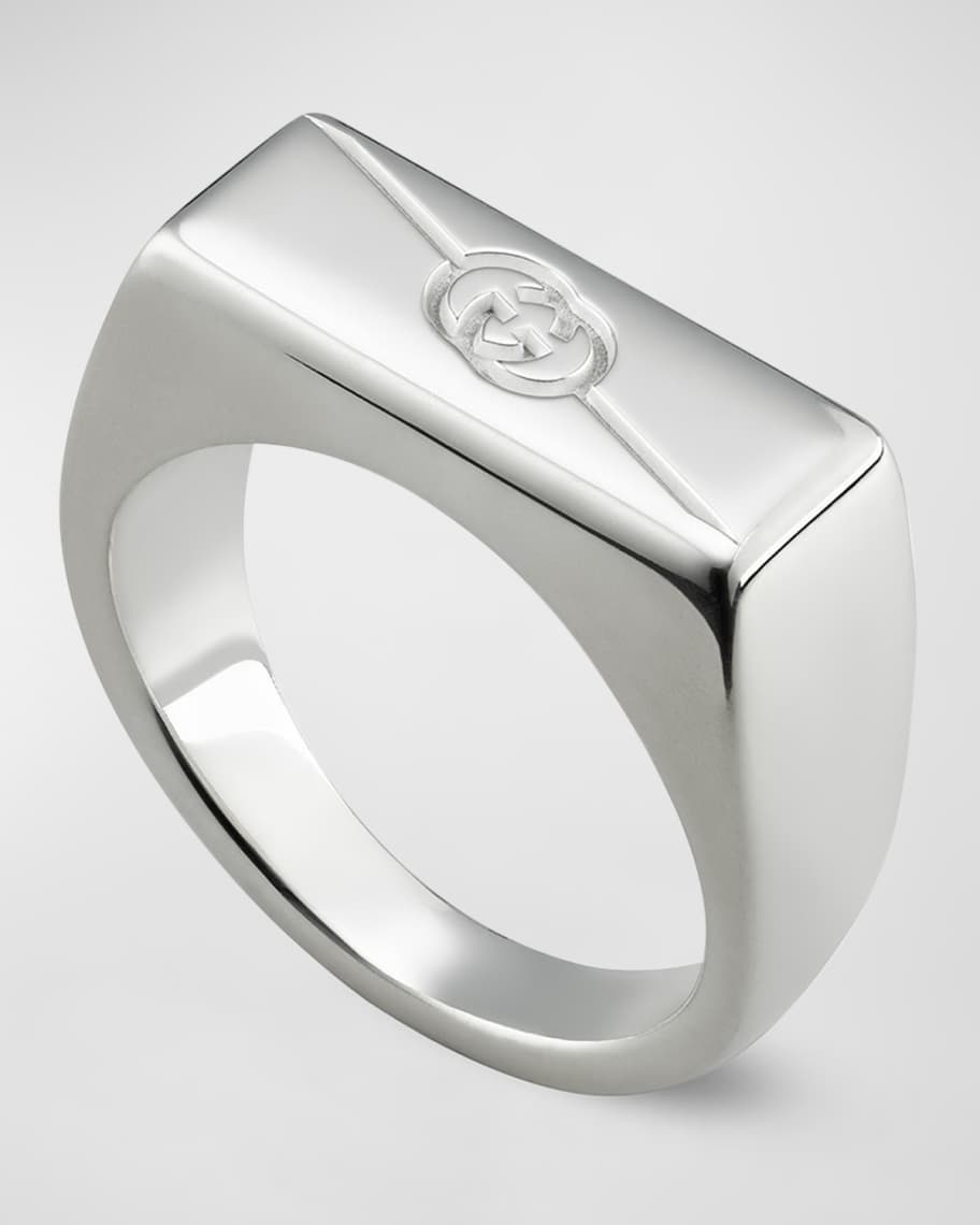 Gucci Men's Gucci Tag Ring Chevalier, 7.5mm Silver | Neiman Marcus