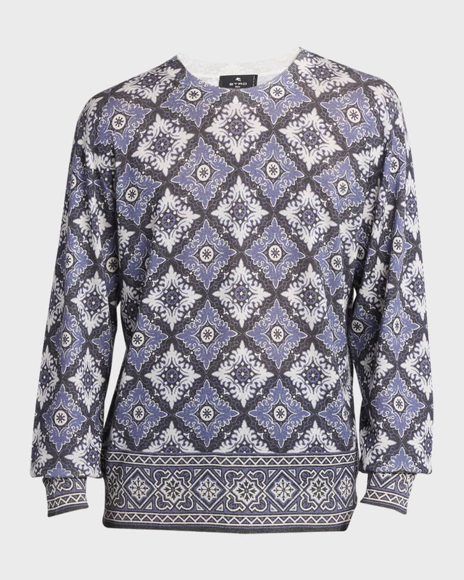 Etro Men's Cashmere-Silk Medallion Sweater | Neiman Marcus