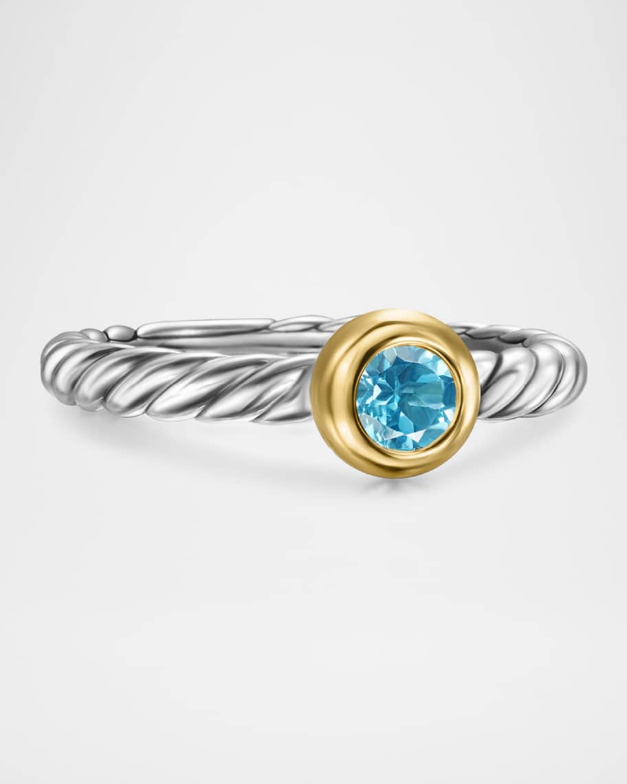 David Yurman Cable Flex Ring with Gemstone in Silver and 14K Gold, 2 ...