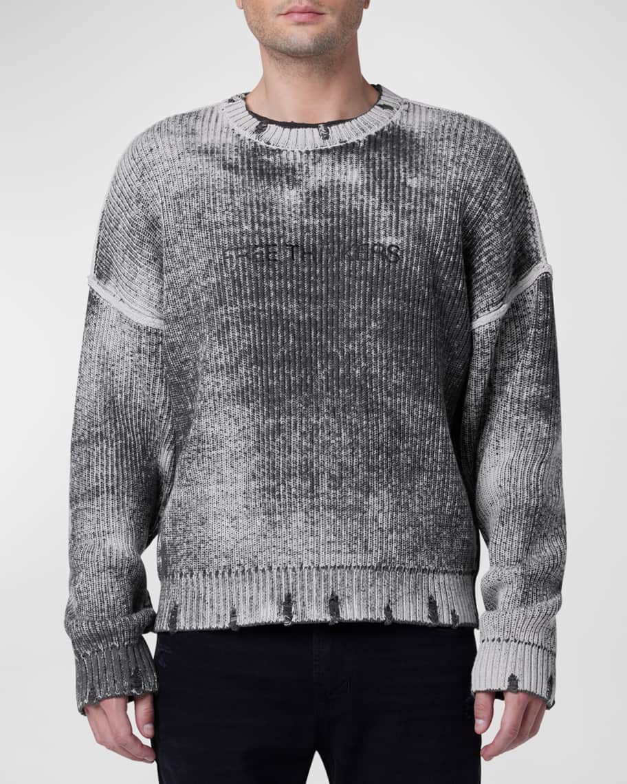 Hudson Men's Distressed Two-Tobe Rib Sweater | Neiman Marcus