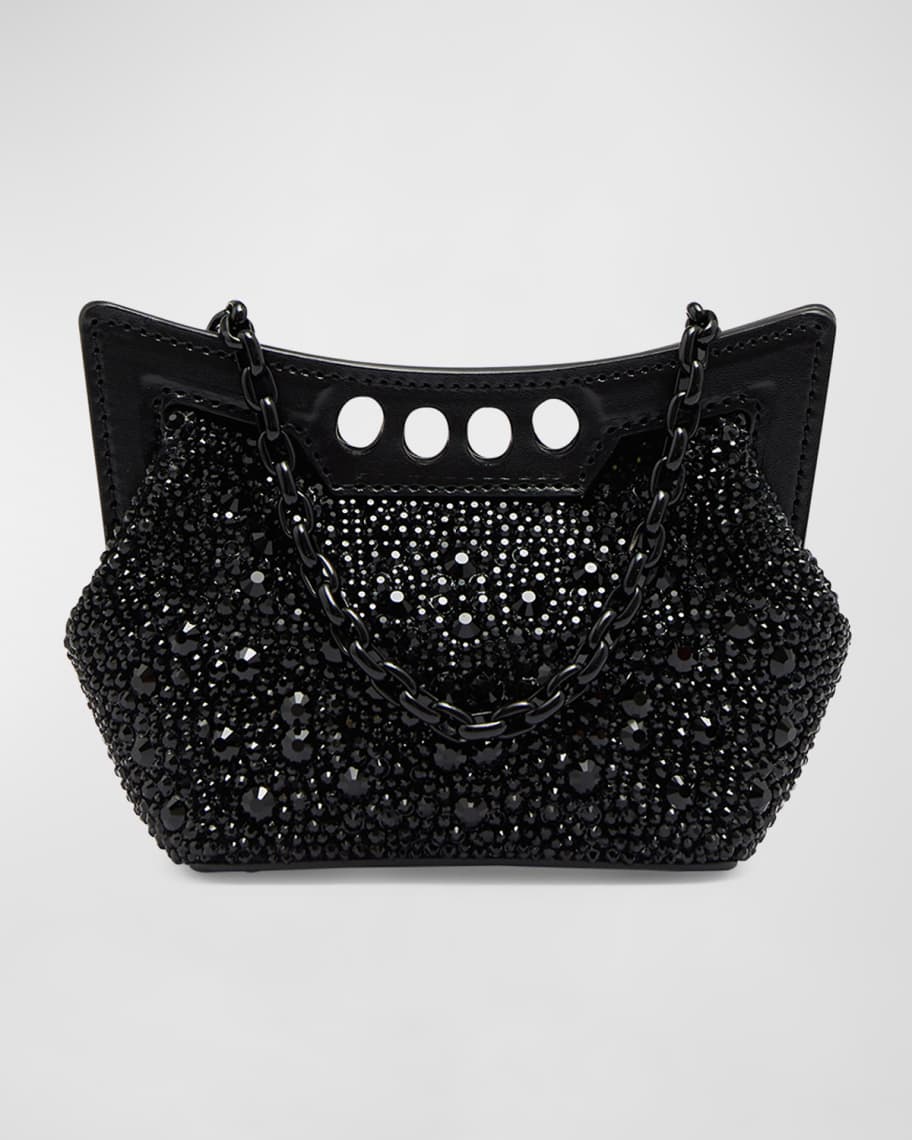 McQueen Micro Peak Crystal Leather Crossbody Bag | Neiman Marcus