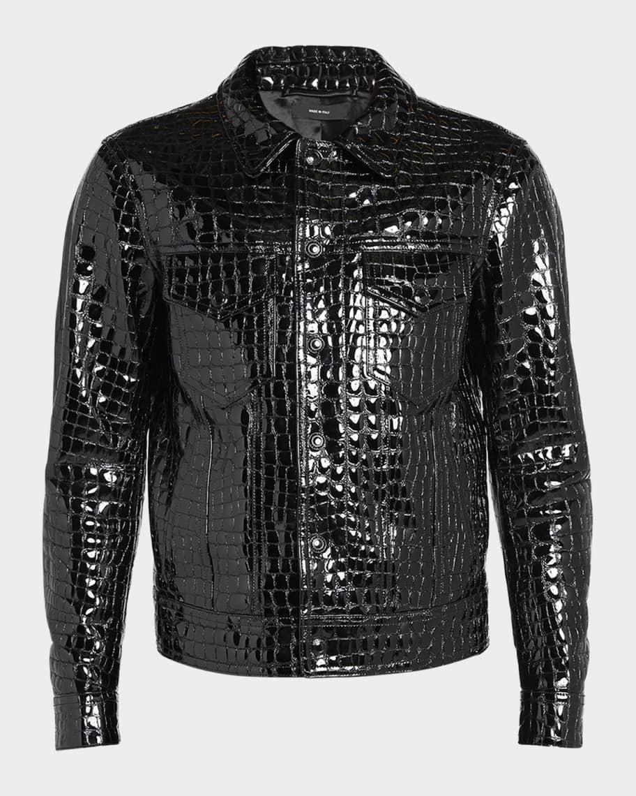 TOM FORD Men's Patent Croc-Effect Blouson Jacket | Neiman Marcus