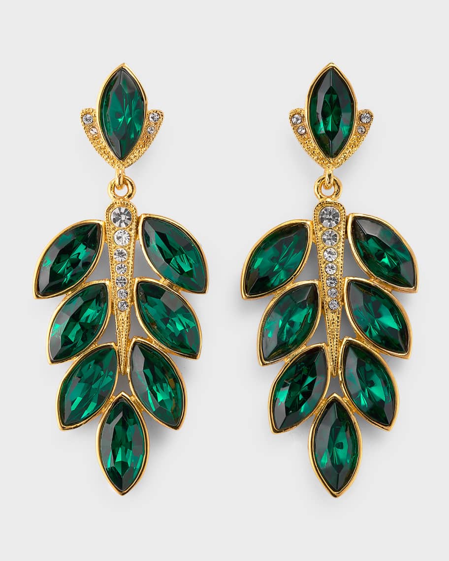 Kenneth Jay Lane Emerald Green Leaves Earrings | Neiman Marcus