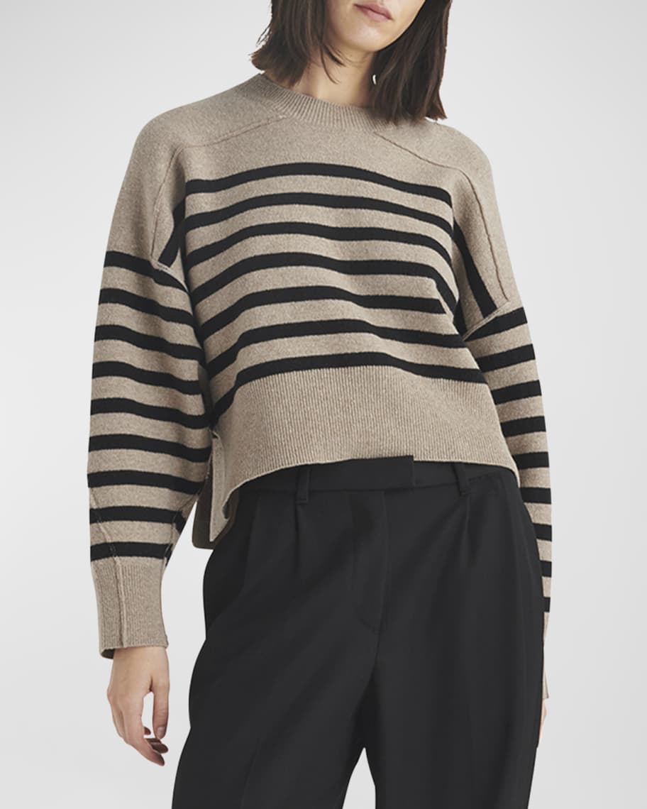 Rag & Bone Bridget Stripe Seamed Crewneck Sweater | Neiman Marcus