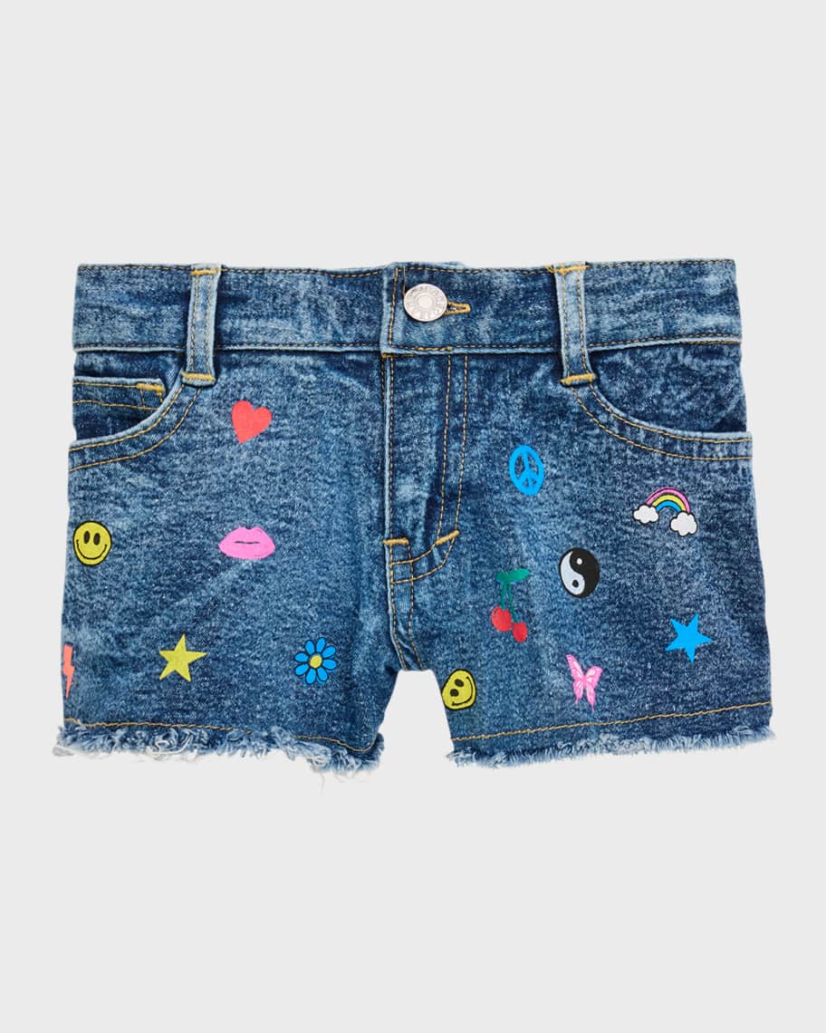 Flowers by Zoe Girl's Mini Icons Denim Shorts, Size S-XL | Neiman Marcus