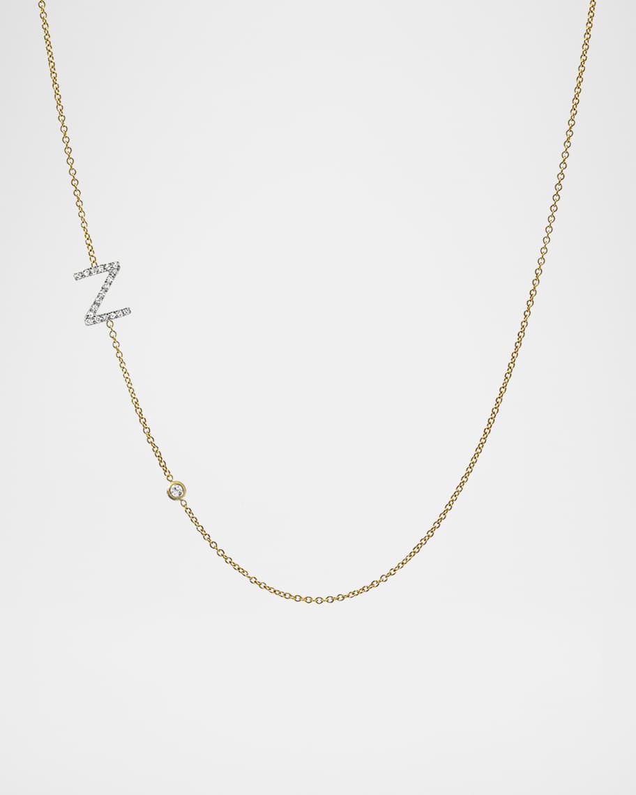 Zoe Lev Jewelry 14K Yellow Gold Diamond Initial Z Necklace | Neiman Marcus