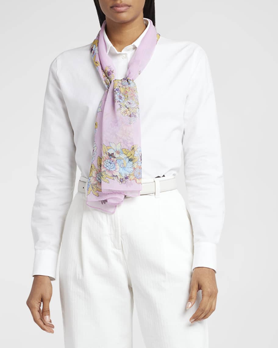 Etro Pink Floral Silk Scarf | Neiman Marcus