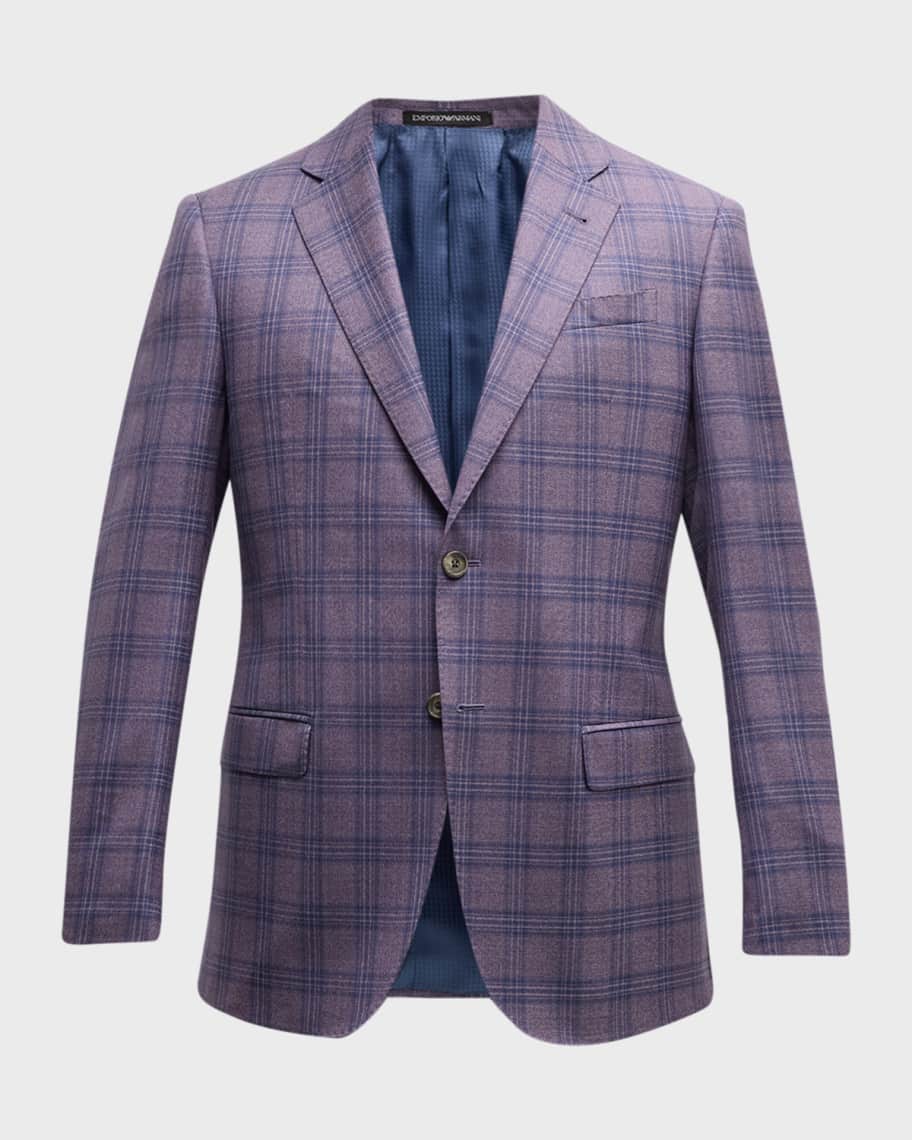 Emporio Armani Men's Tonal Wool Plaid Sport Coat | Neiman Marcus