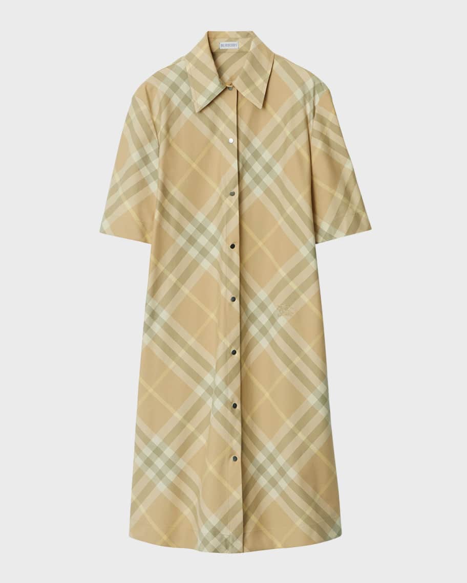 Burberry Signature Check Button-Front Shirtdress | Neiman Marcus