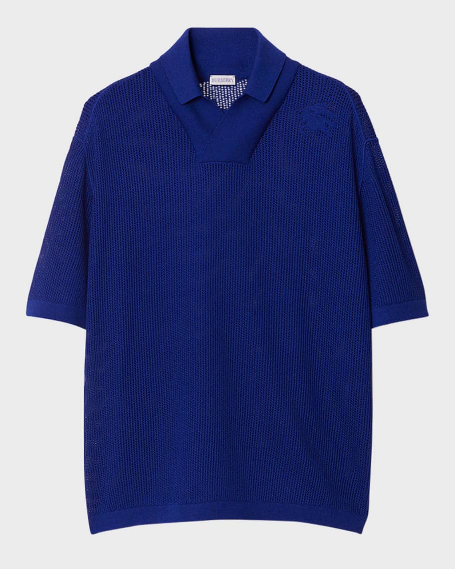 Burberry Men's Mesh Knit Polo Shirt | Neiman Marcus