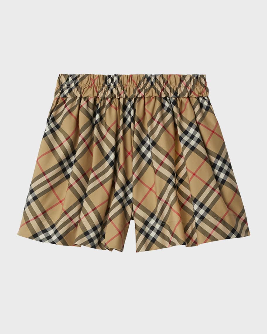 Burberry Girl's Marcy Bias Check Shorts, Size 3-14 | Neiman Marcus