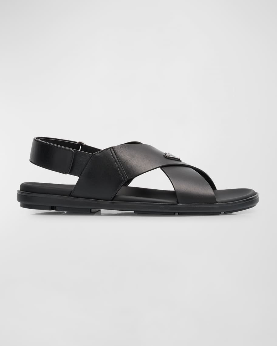 Prada Men's Leather Crisscross Sport Sandals | Neiman Marcus