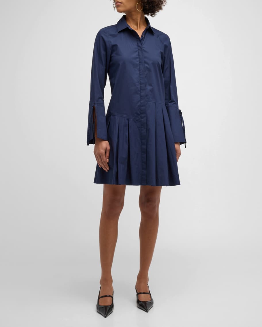 Derek Lam 10 Crosby Andrea Long-Sleeve Pleated Mini Shirtdress | Neiman ...