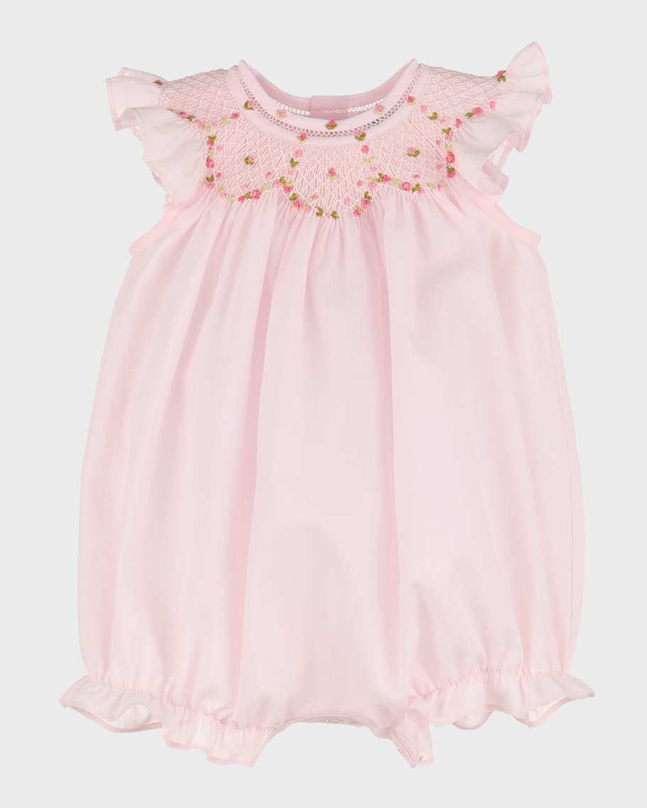 Luli & Me Girl's Pink Petal Bubble Romper, Size 3M-9M | Neiman Marcus