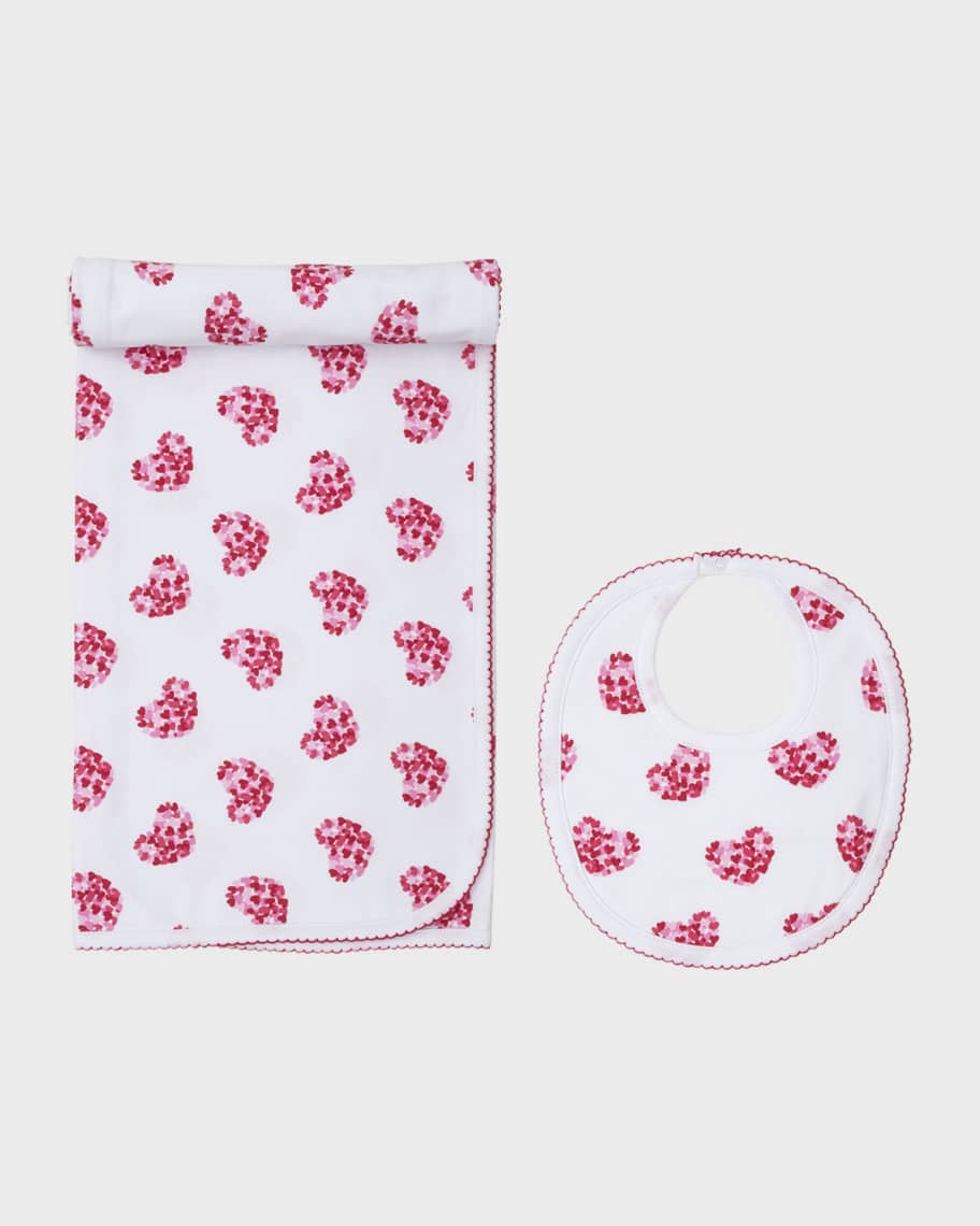 Kissy Kissy Girl's Heart of Hearts Bib and Blanket Set | Neiman Marcus