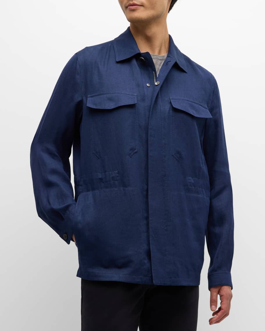 ZEGNA Men's Oasi Linen Field Jacket | Neiman Marcus