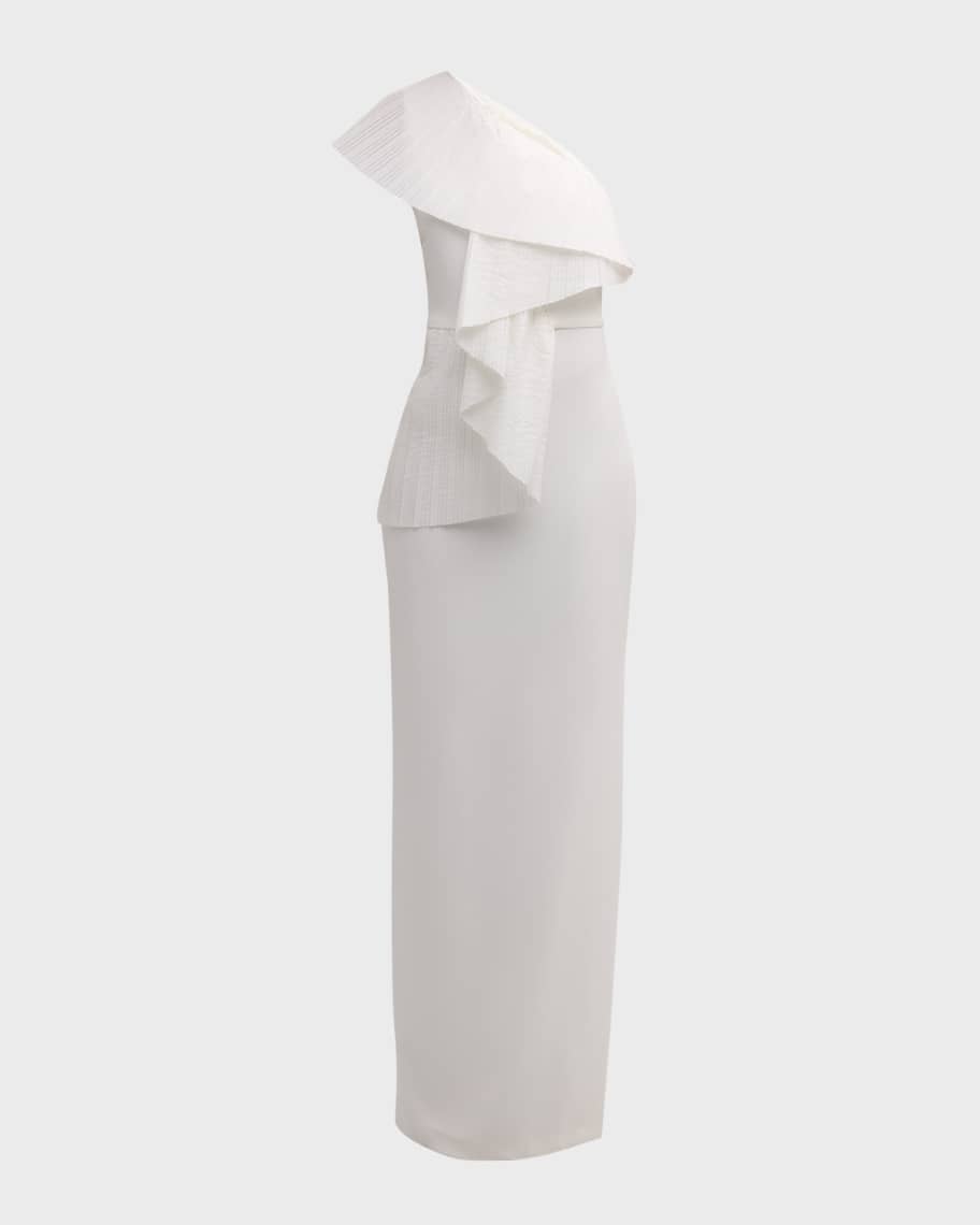 One33 Social One-Shoulder Ruffle Column Gown | Neiman Marcus