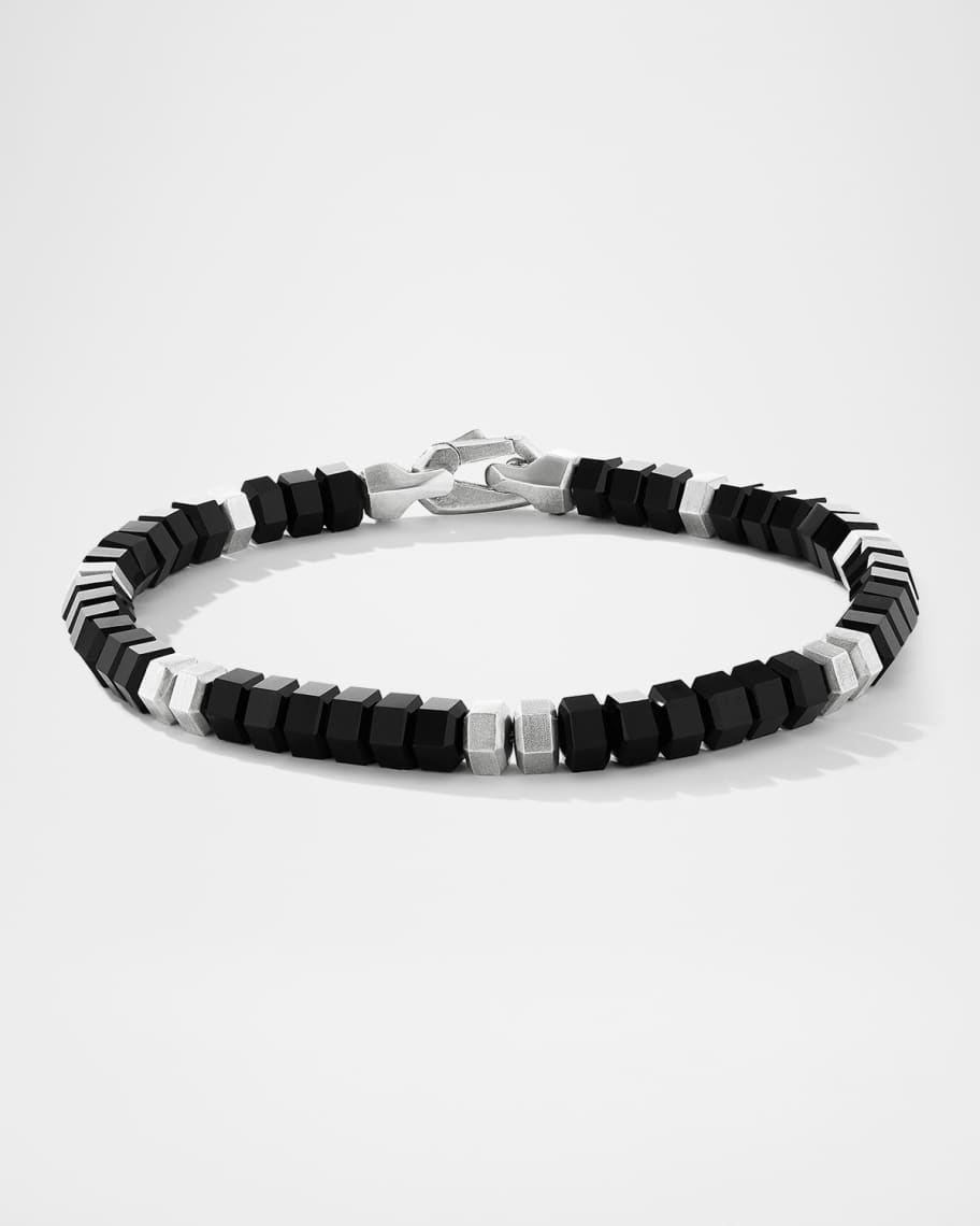 David Yurman Men's Hex Bead Bracelet in Silver with Black Onyx, 6mm, 7. ...
