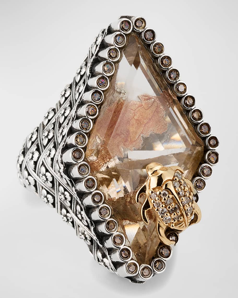 Stephen Dweck Lodolite Quartz and Diamond Statement Ring in Sterling ...