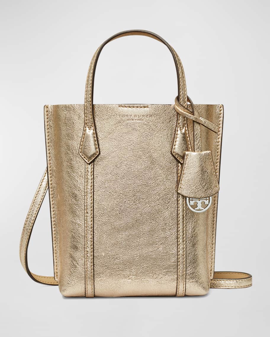 Tory Burch Perry Mini North-South Metallic Tote Bag | Neiman Marcus
