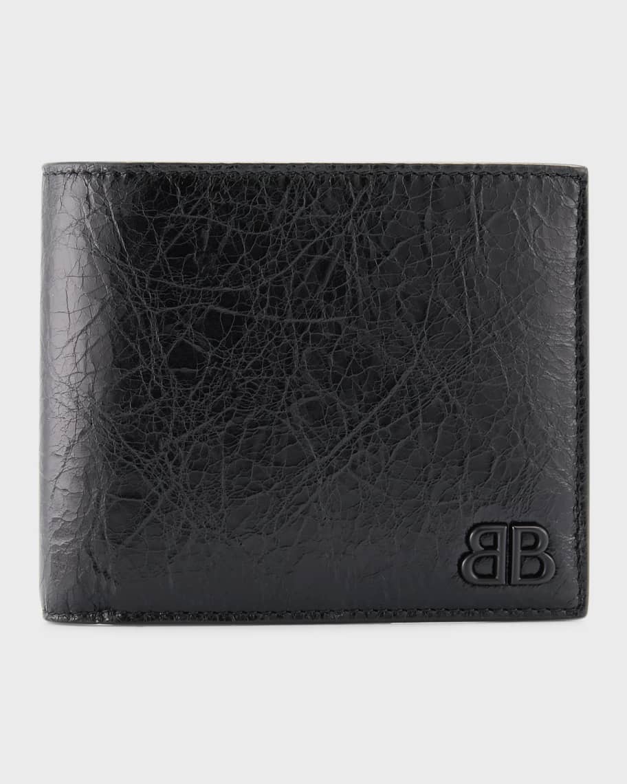 Balenciaga Men's Monaco BB-Logo Lambskin Bifold Wallet | Neiman Marcus
