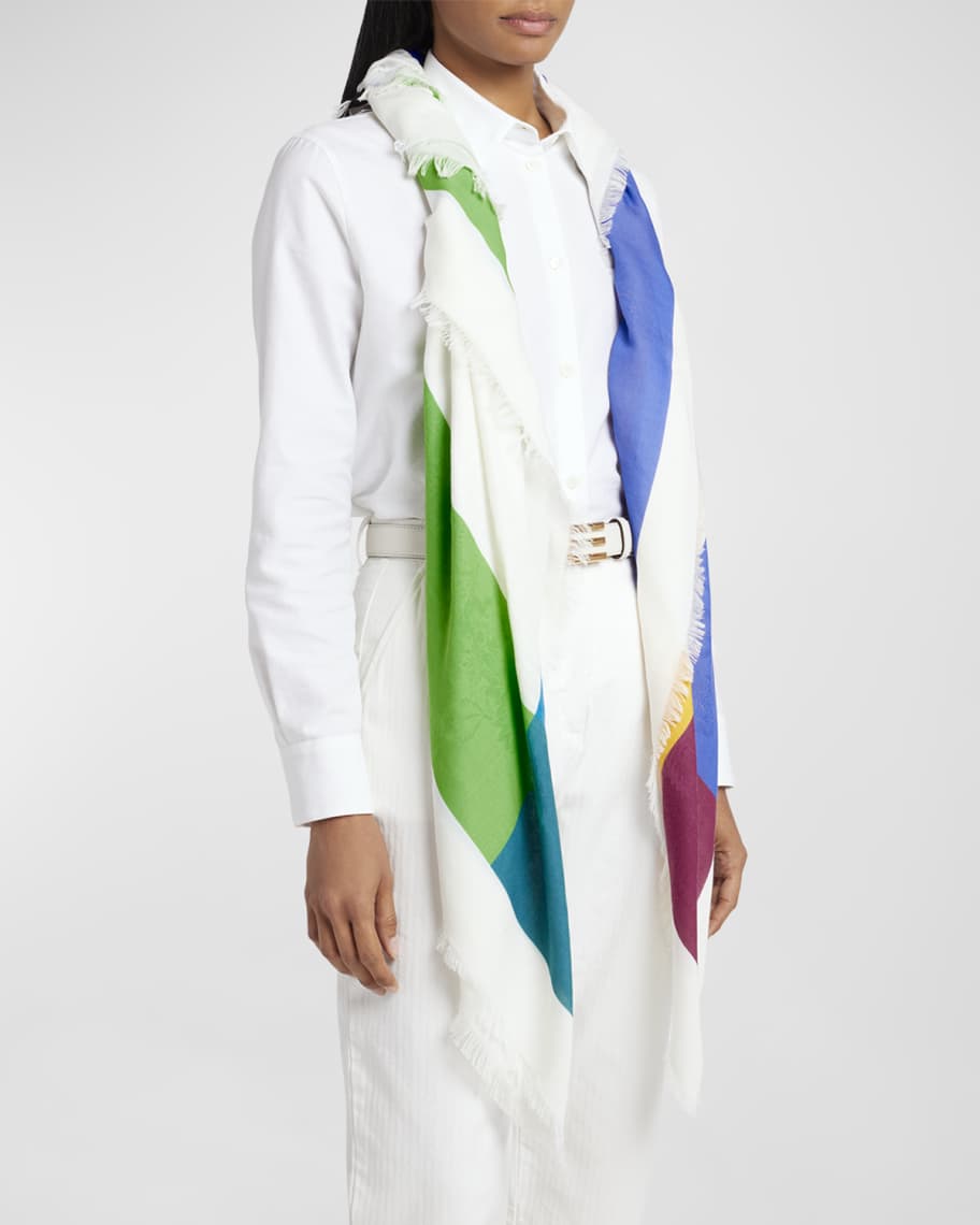 Etro Jacquard Color-Block Cotton & Modal Scarf | Neiman Marcus