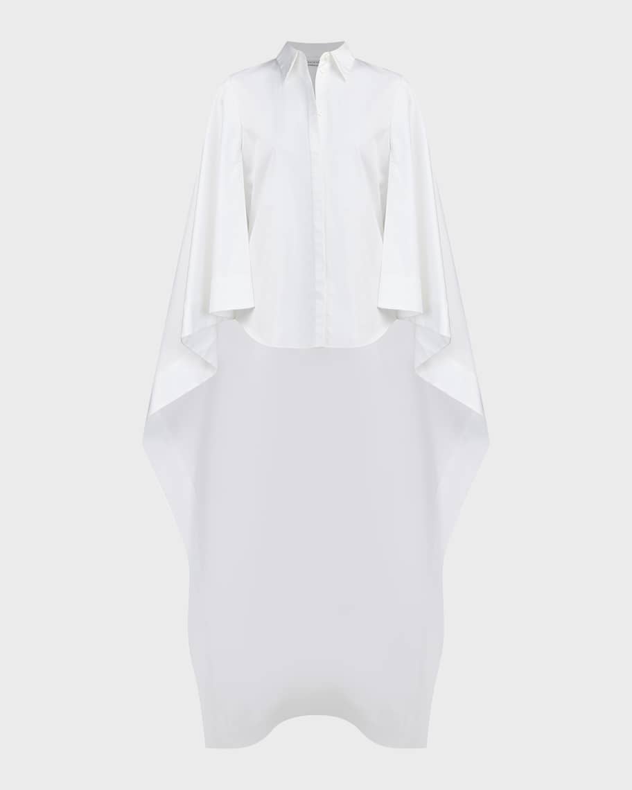 Halston Cole Button-Down Cotton Poplin Cape Shirt | Neiman Marcus