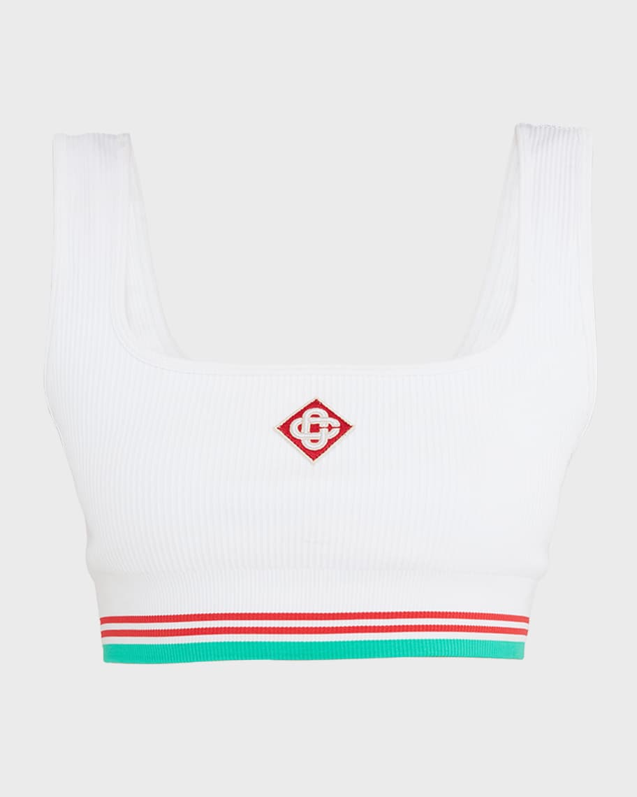 CASABLANCA Seamless Ribbed Crop Top | Neiman Marcus