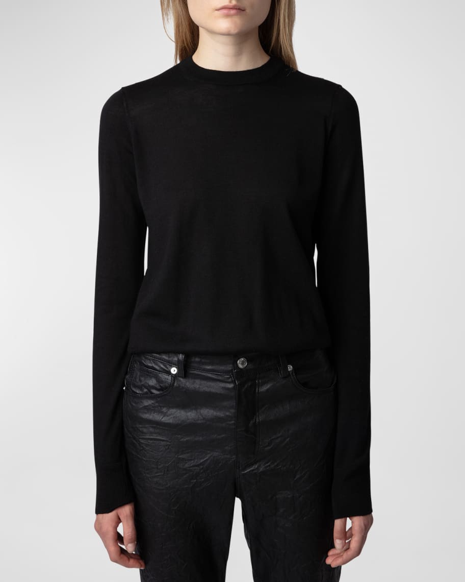 Zadig & Voltaire Emma Open-Back Wool Sweater | Neiman Marcus