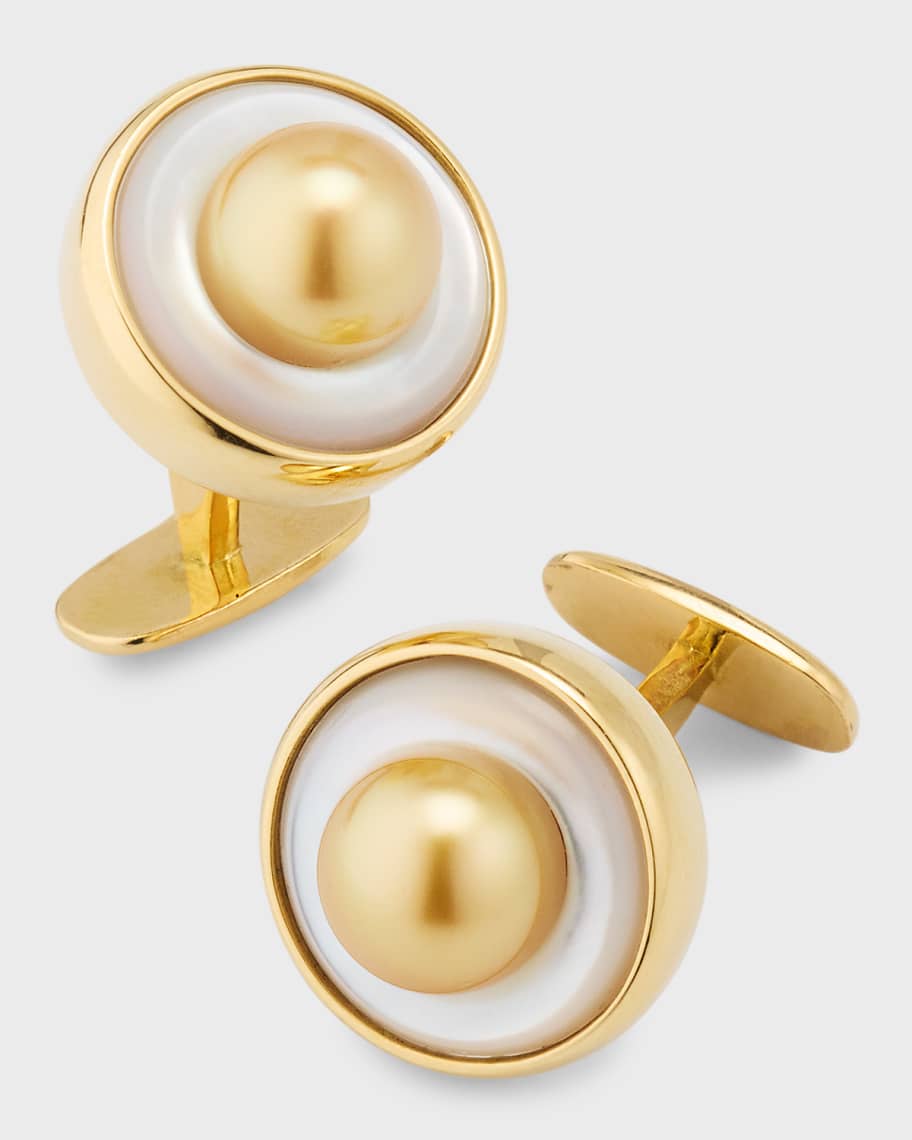 Pearls By Shari 8mm Golden South Sea Pearl Cufflinks | Neiman Marcus