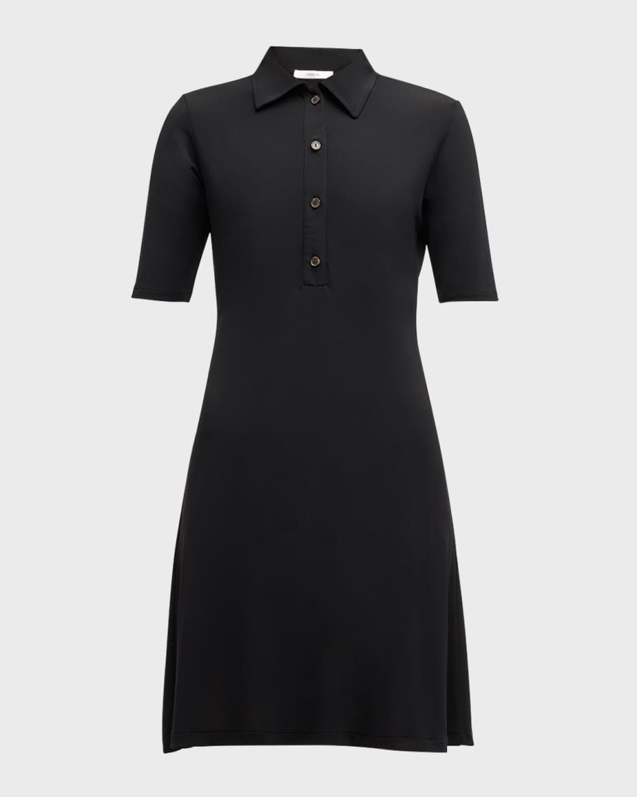 Vince Elbow-Sleeve Mini Polo Dress | Neiman Marcus