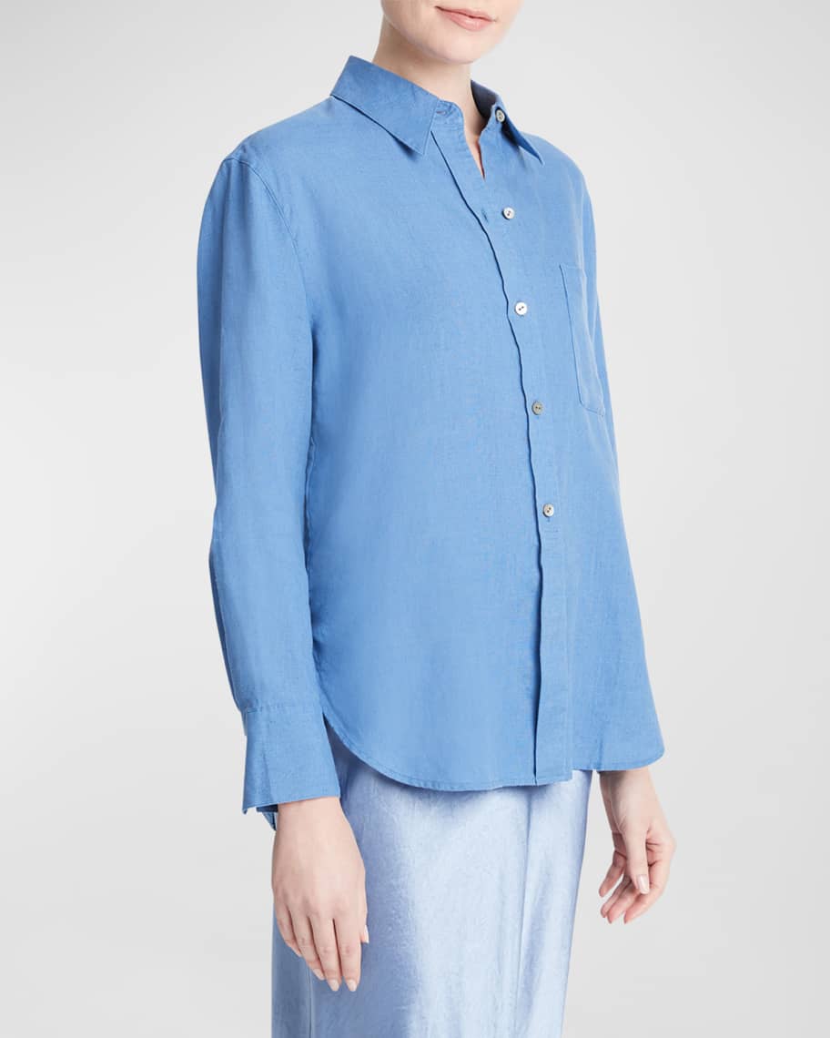 Vince Easy Silk Long-Sleeve Button-Front Shirt | Neiman Marcus
