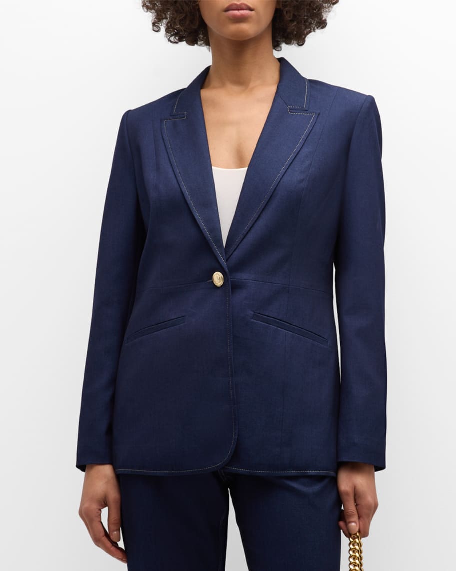 Elie Tahari The Gavi Peak-Lapel Single-Button Blazer | Neiman Marcus