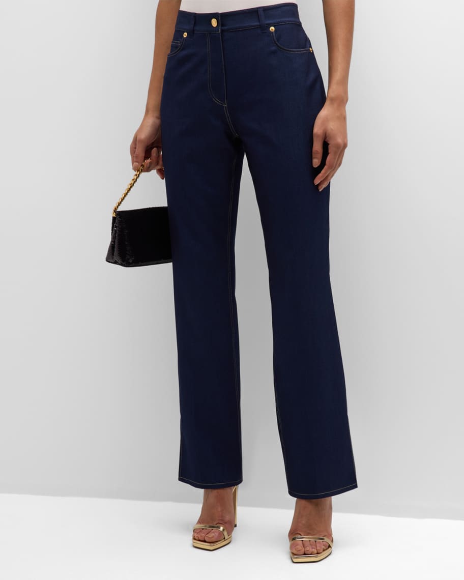 Elie Tahari The Gavi Mid-Rise Straight-Leg Denim Pants | Neiman Marcus
