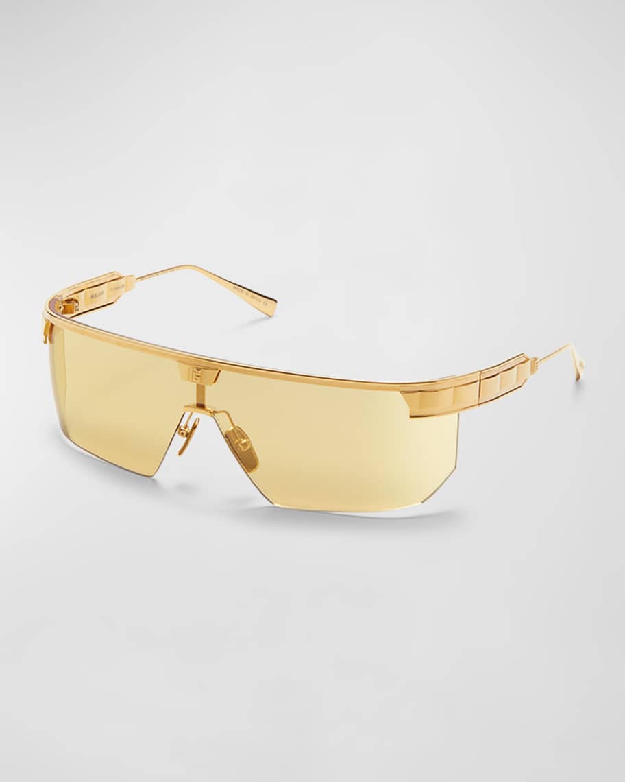 Balmain Major LTD Half-Rimmed Titanium Shield Sunglasses | Neiman Marcus