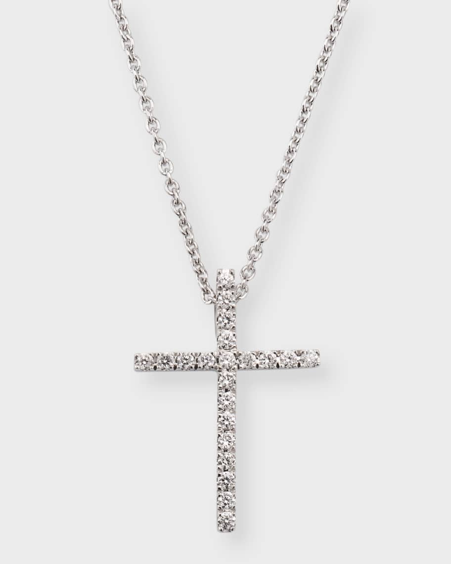Lisa Nik Talisman 18K White Gold Diamond Petite Cross Pendant Necklace ...