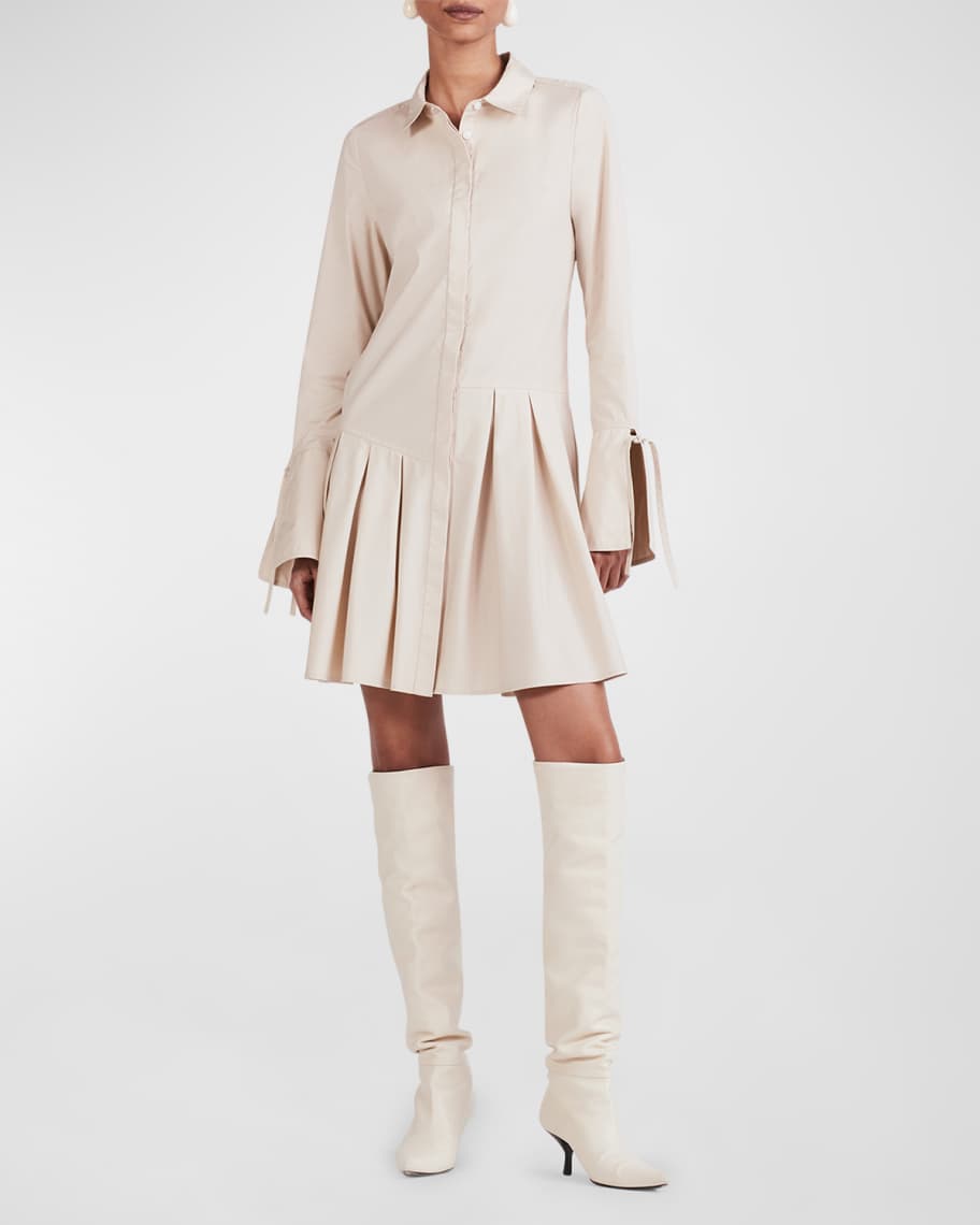 Derek Lam 10 Crosby Andrea Pleated Long-Sleeve Mini Shirtdress | Neiman ...
