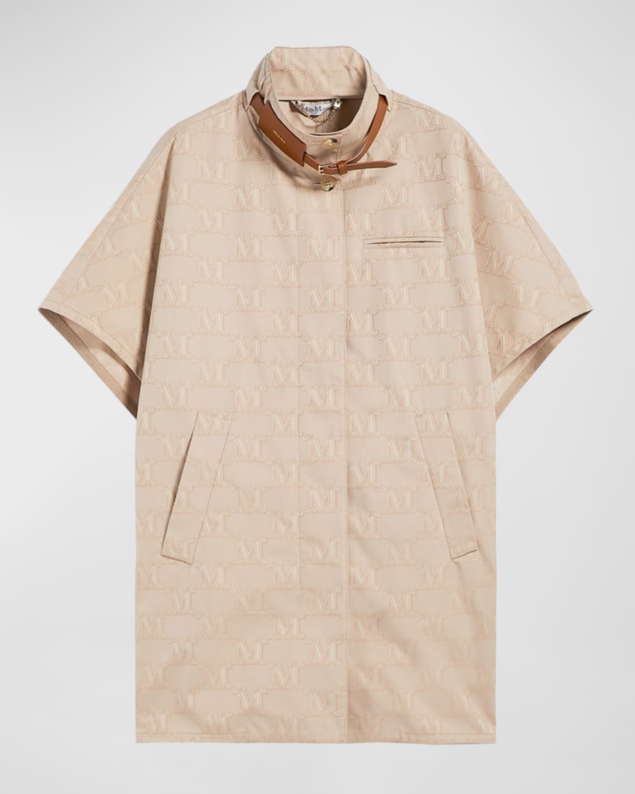 Max Mara Kiss Monogram Cape With a Belted Collar | Neiman Marcus