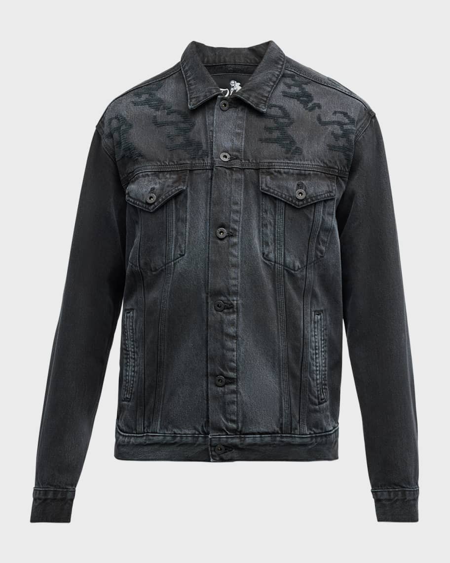 PRPS Men's Hoarding Laser-Print Denim Jacket | Neiman Marcus