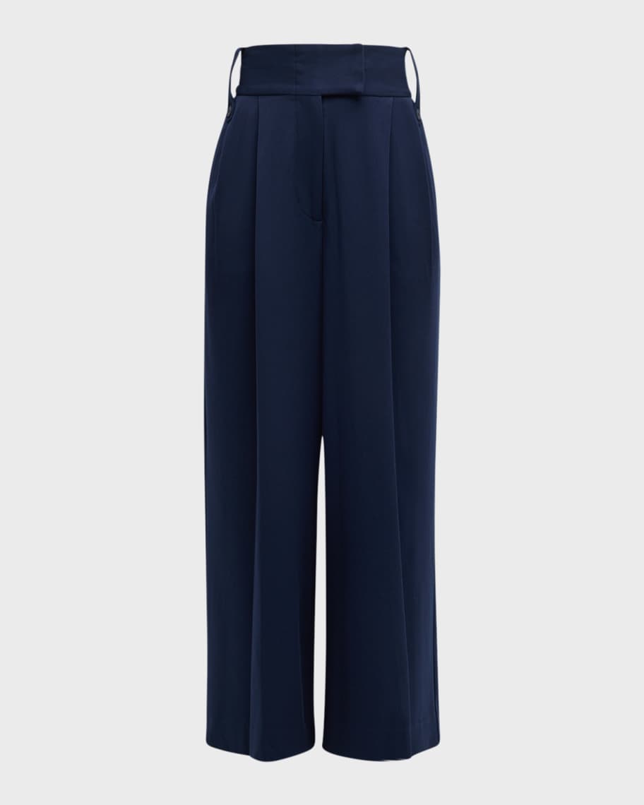 STAUD Ruth Wide-Leg Pleated Pants | Neiman Marcus