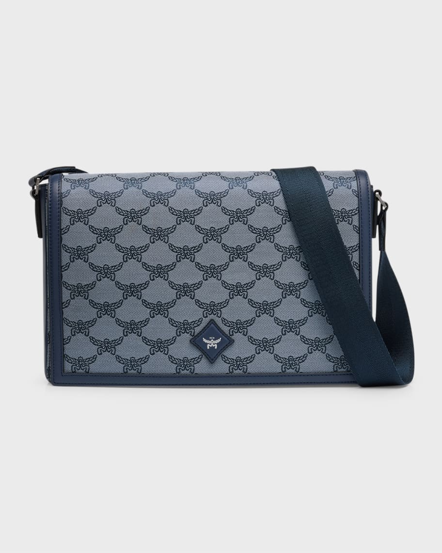 MCM Men's Lauretos Monogram Fabric Messenger Bag | Neiman Marcus