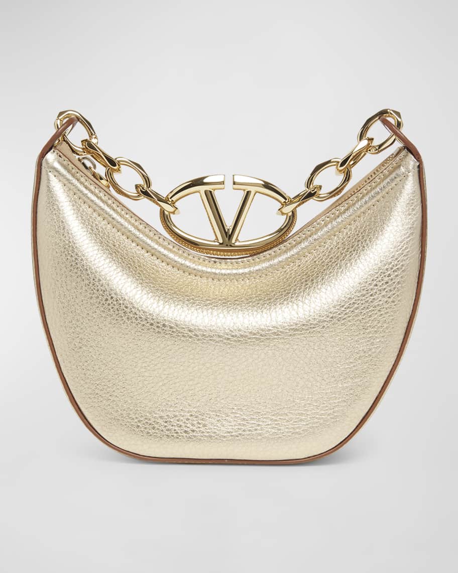 Valentino Garavani Mini VLOGO Moon Metallic Hobo Bag | Neiman Marcus