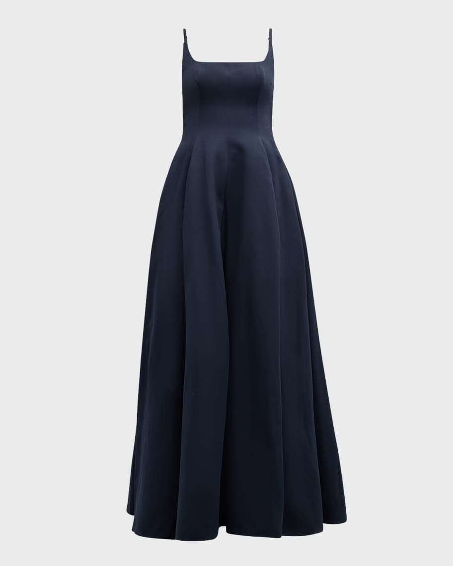 STAUD Joli Full-Skirt Open-Back Maxi Dress | Neiman Marcus