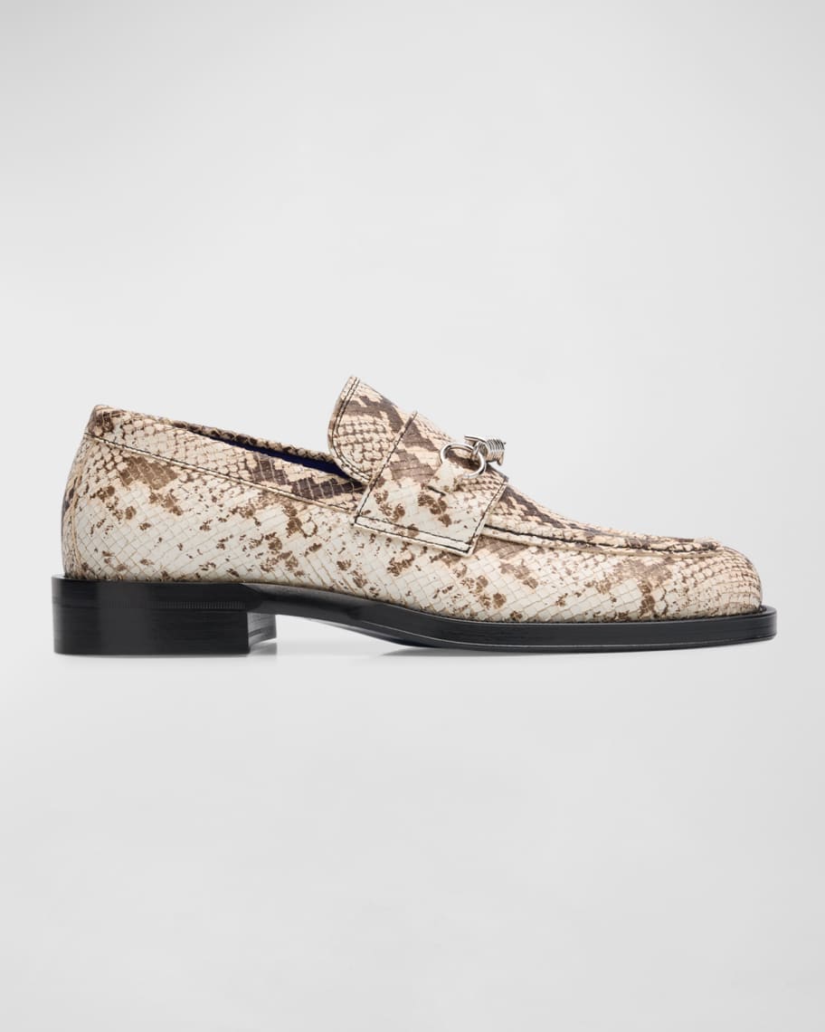 Burberry Men's Python-Print Leather Barbed Loafers | Neiman Marcus