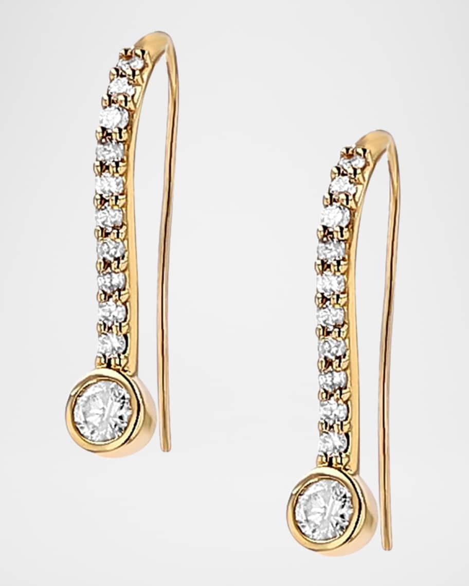 Sheryl Lowe 14K Diamond Bezel French Hook Earrings | Neiman Marcus