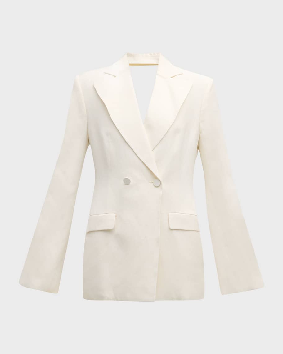 Gia Studios Double-Breasted Backless Jacket | Neiman Marcus